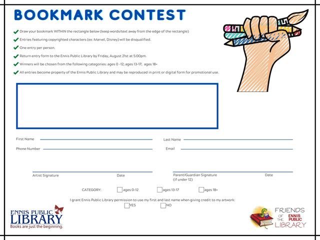 Official Website for the City of Ennis, Texas - Design a Bookmark Contest