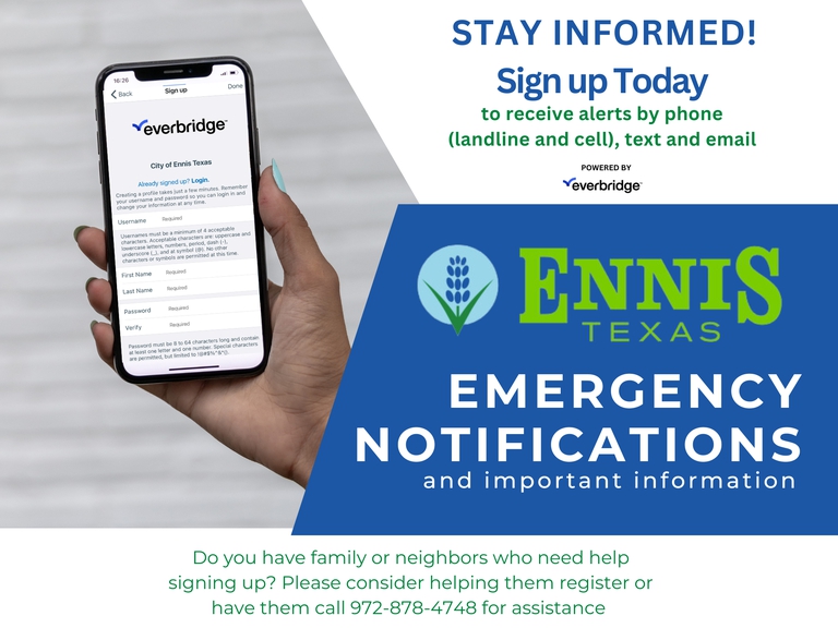 Official Website for the City of Ennis, Texas - Emergency Notifications